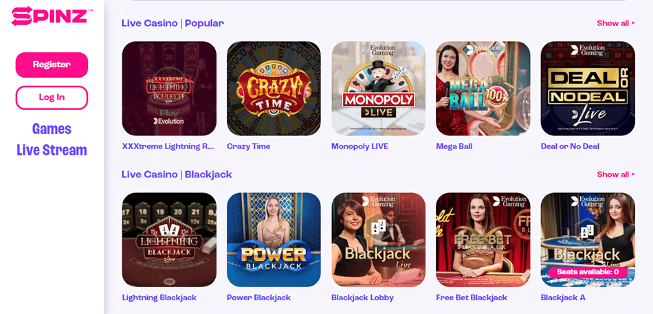 Spinz Casino Review 2025 | Bonus Codes & Games